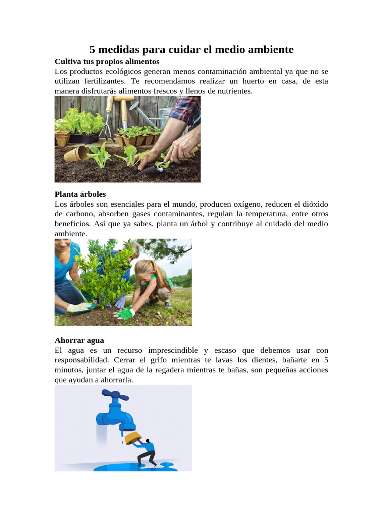 5 Medidas para Cuidar el Medio Ambiente | PDF