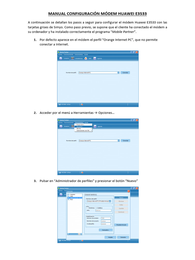 Manual Configuración Modem Huawei E3533 | PDF