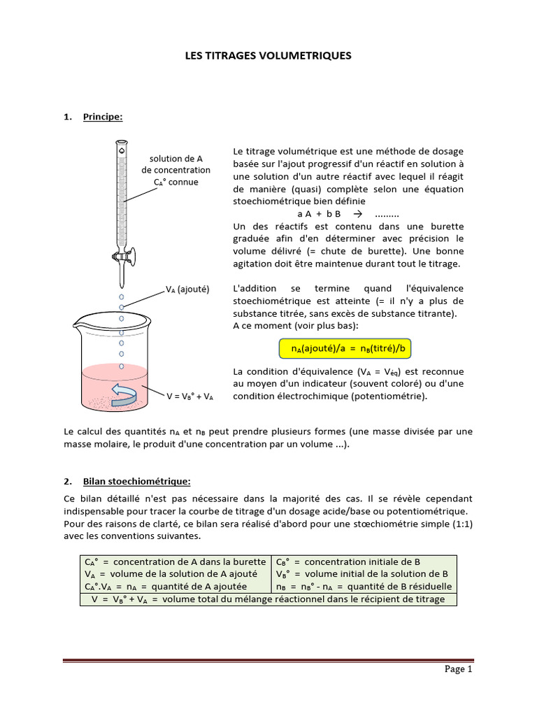 TD Titrages Volumetriques | PDF