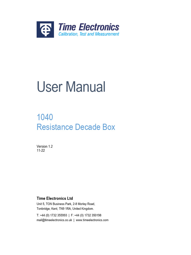 User Manual: 1040 Resistance Decade Box | PDF | Electrical Resistance ...
