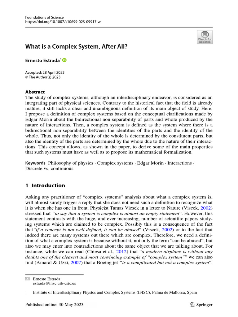 What Is A Complex System, After All?: Ernesto Estrada | PDF