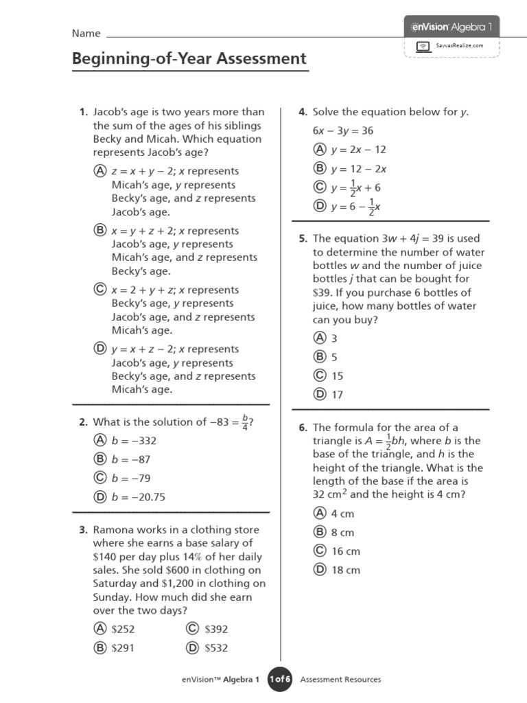 Beginning of Year+Assessment+ PDF | PDF