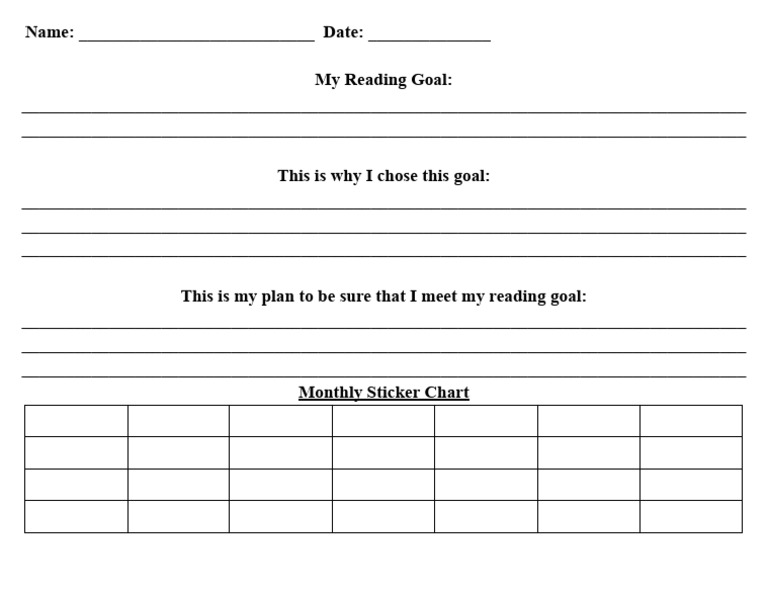 Reading Goal Template | PDF