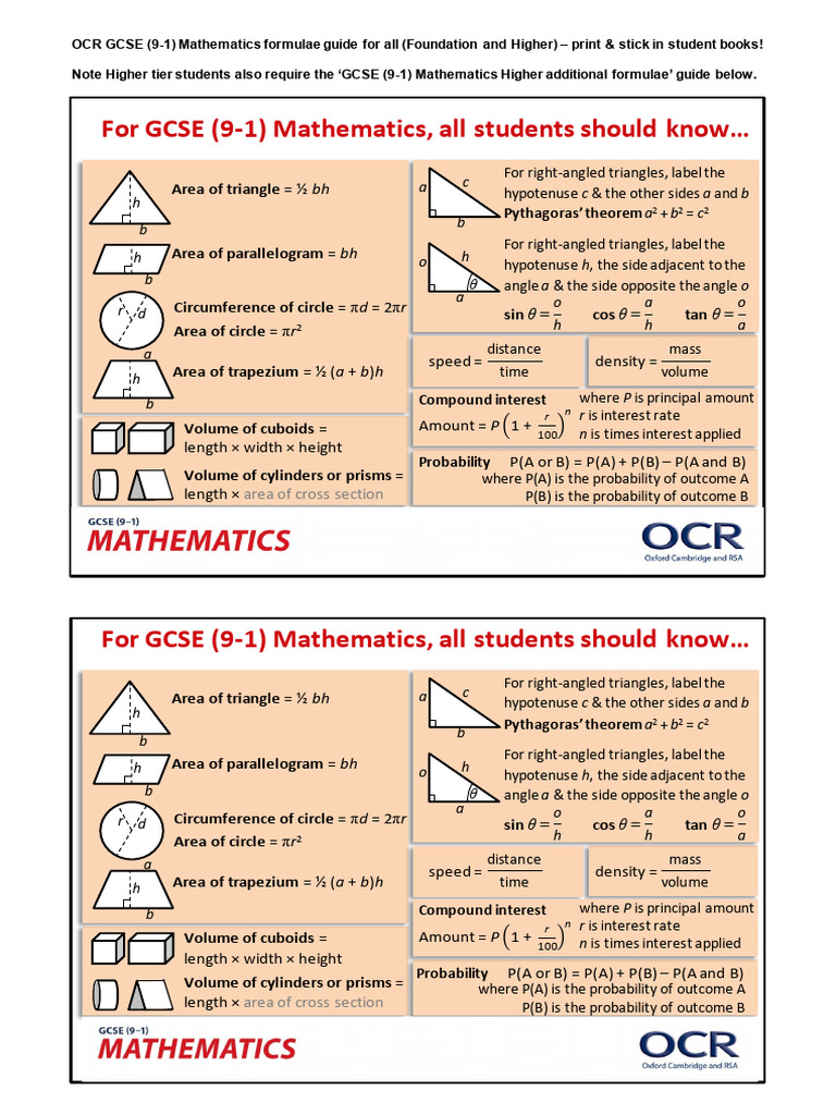 Topic 6.02d Lesson Element Gcse Maths Foundation and Higher Formulae ...