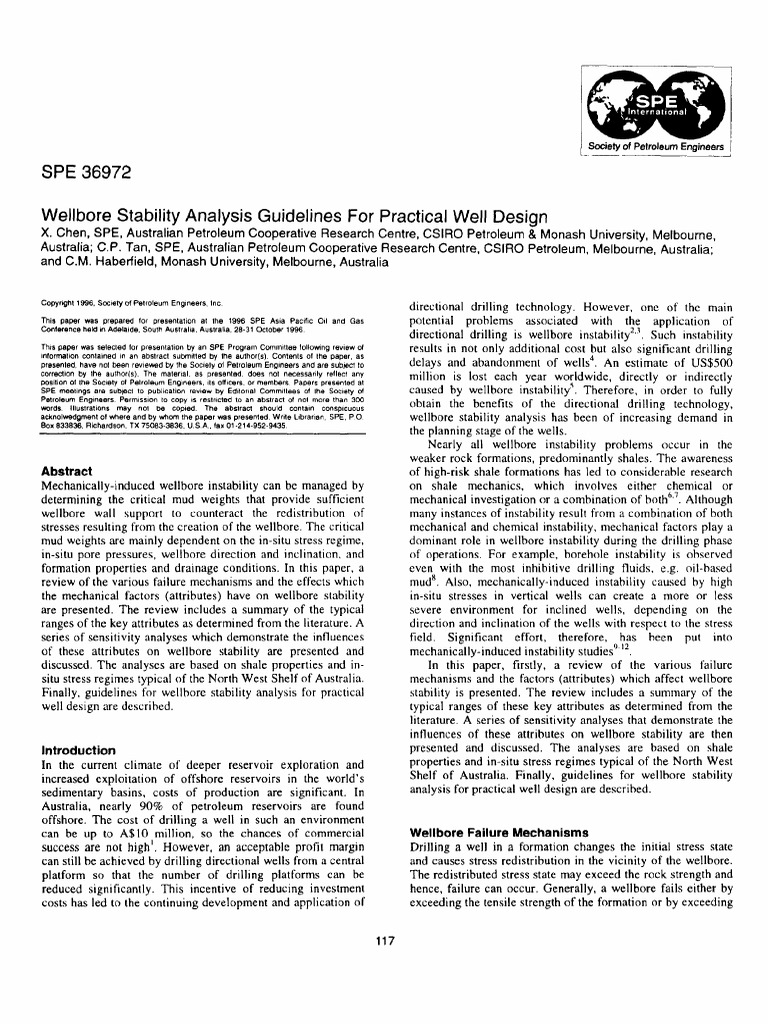 SPE-Wellbore Stability Guidelines For Practical Well Design | PDF