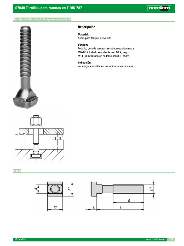 DIN 787 - Tornillos - para - Ranuras - en - T | PDF