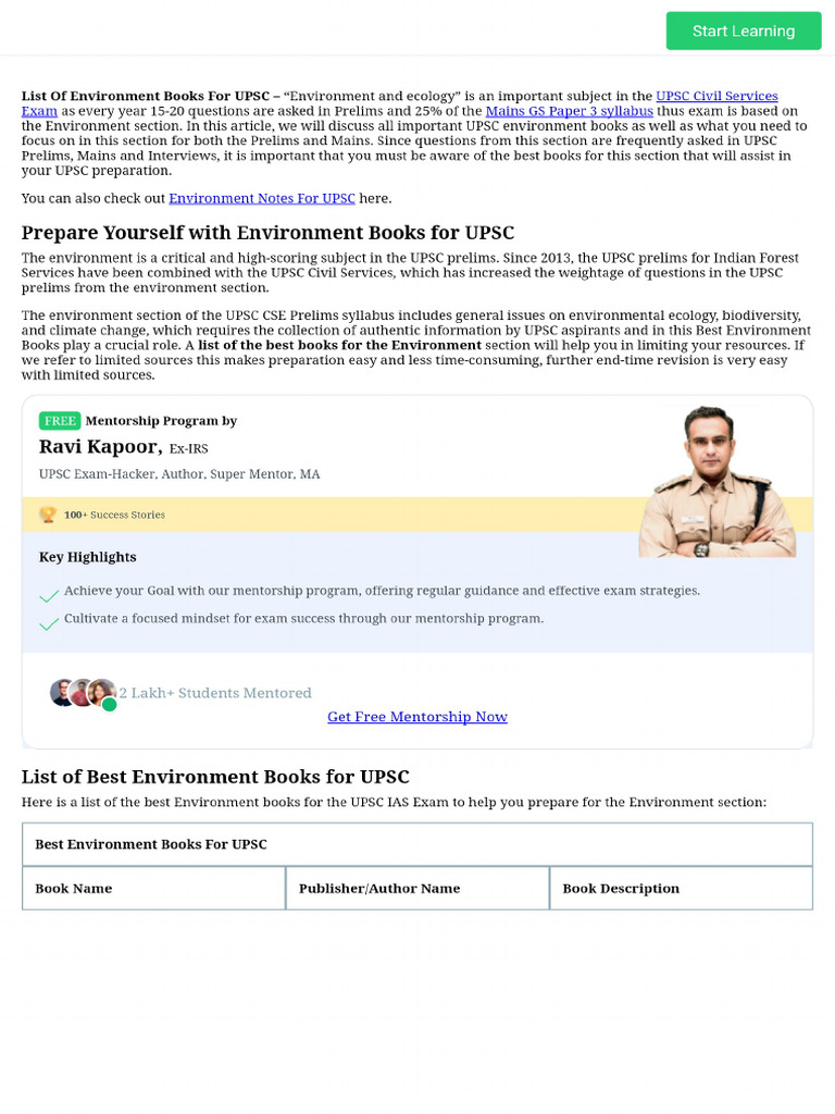 Environment Books For UPSC 2024, Check Booklist Here! | PDF