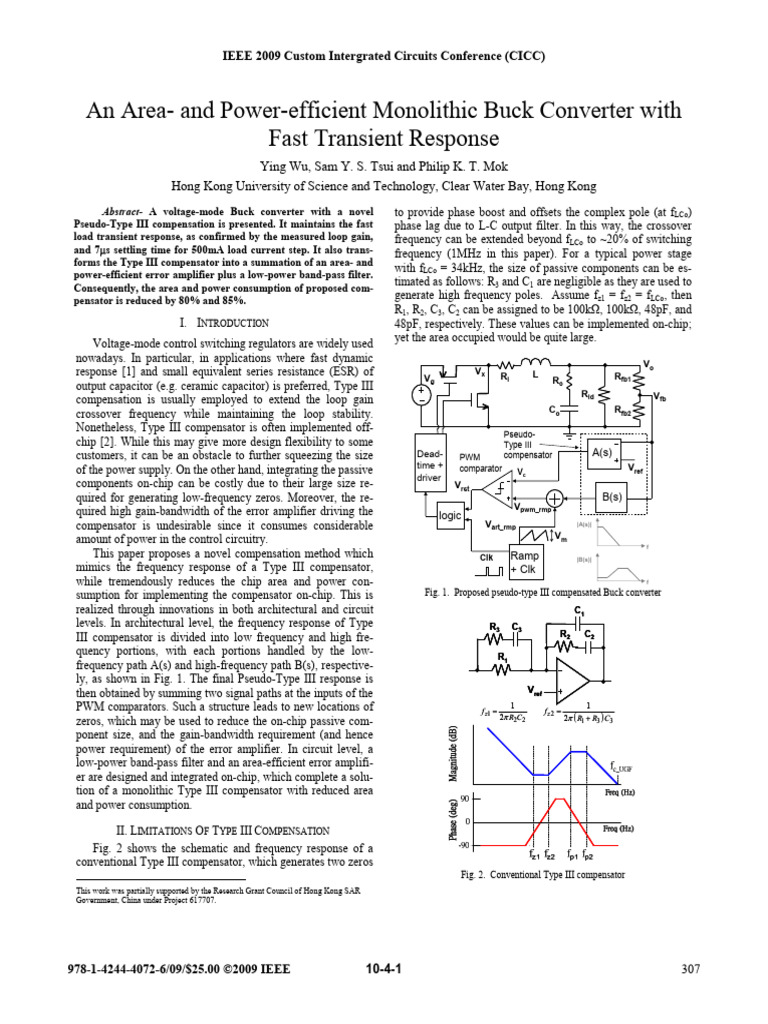 An Area - and Power-Efficient Monolithic Buck Converter With Fast Transient Response | PDF