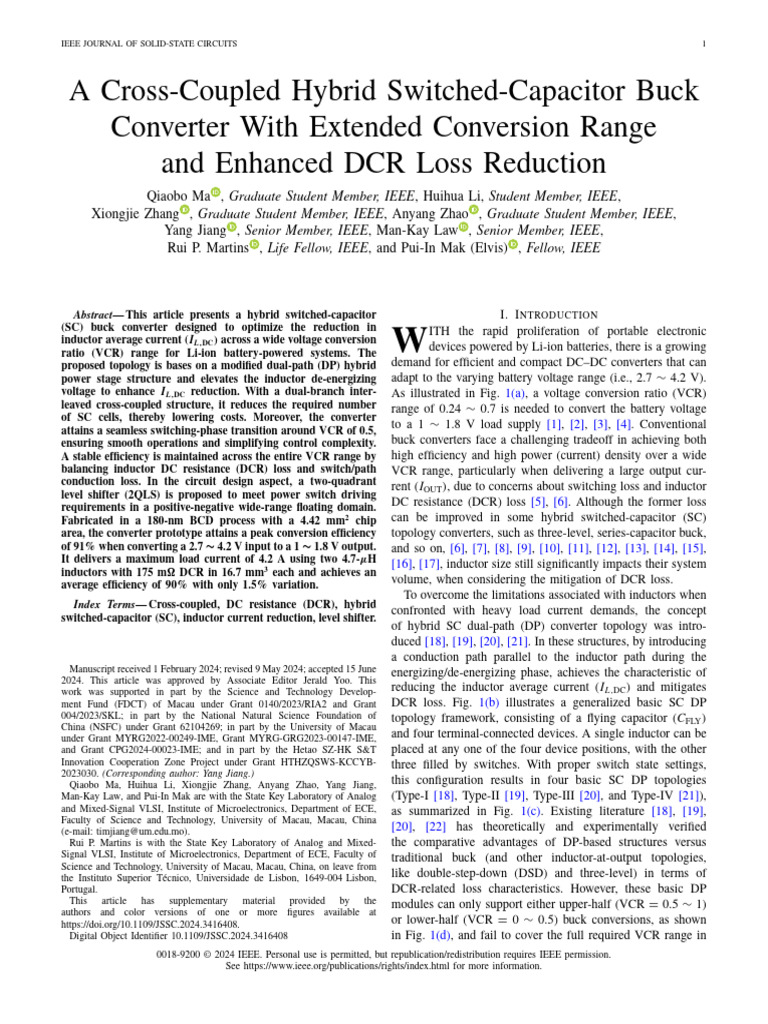 A Cross-Coupled Hybrid Switched-Capacitor Buck Converter With Extended ...