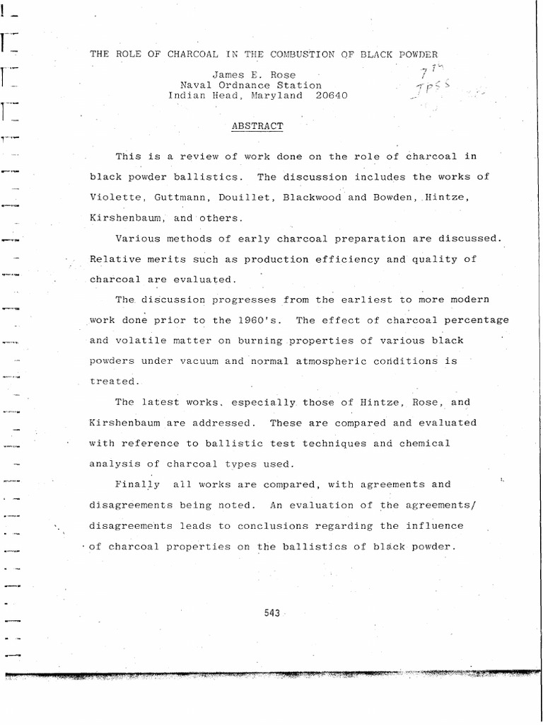 1980 The Role of Charcoal in The Combustion of Black Powder Jim Rose ...