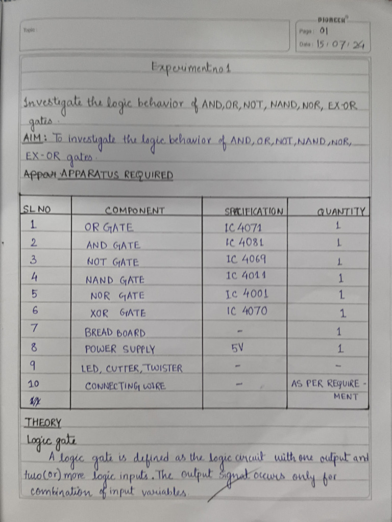 Investigation of Logic Gates | PDF