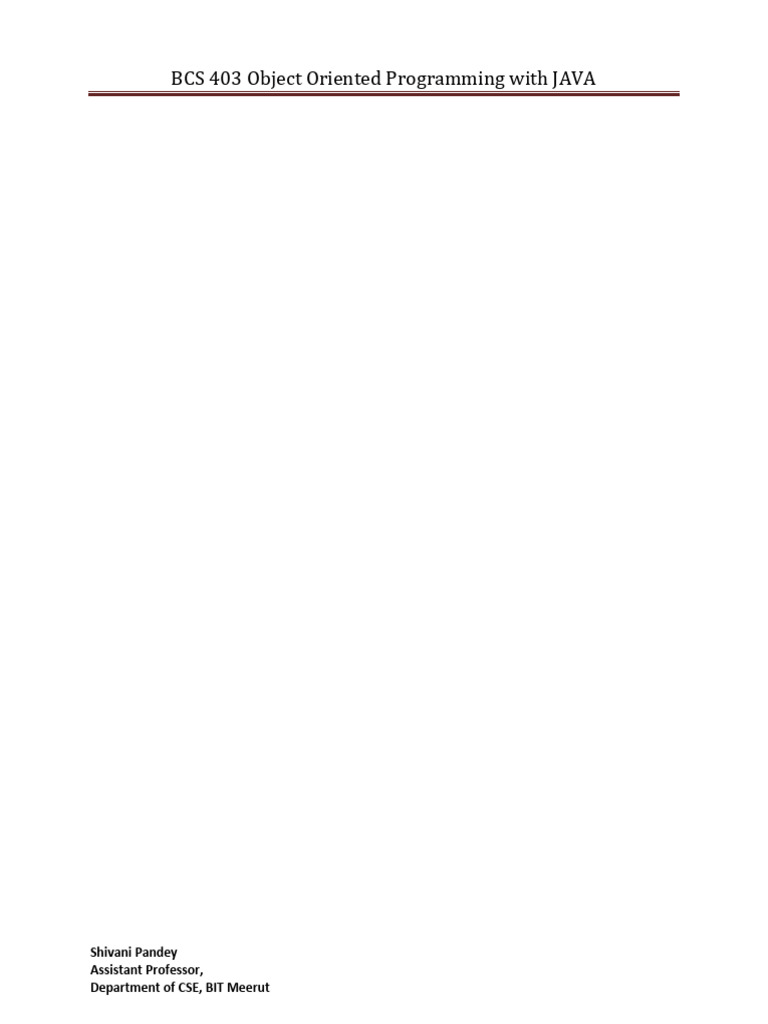 Unit 1 Bcs 403 Oops With Java | PDF