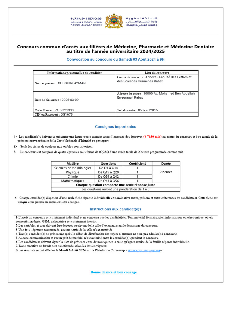 Convocation Medecine | PDF