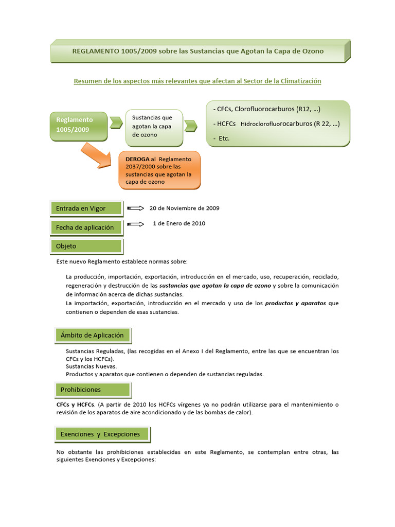 Resumen Reglamento 2009 1005 | PDF