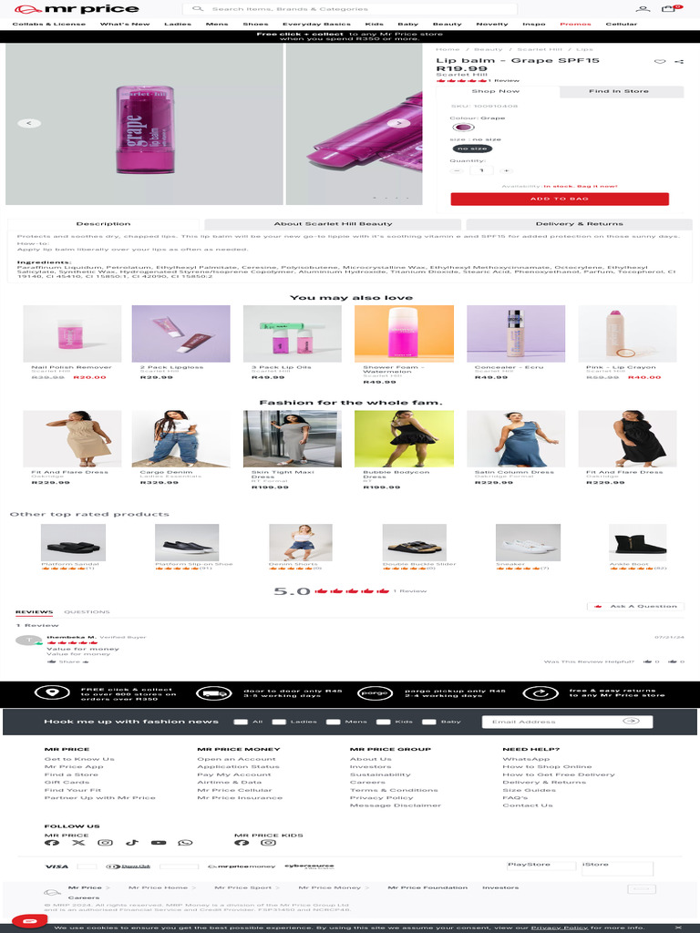 Mr Price Lip Balm Product Overview | PDF