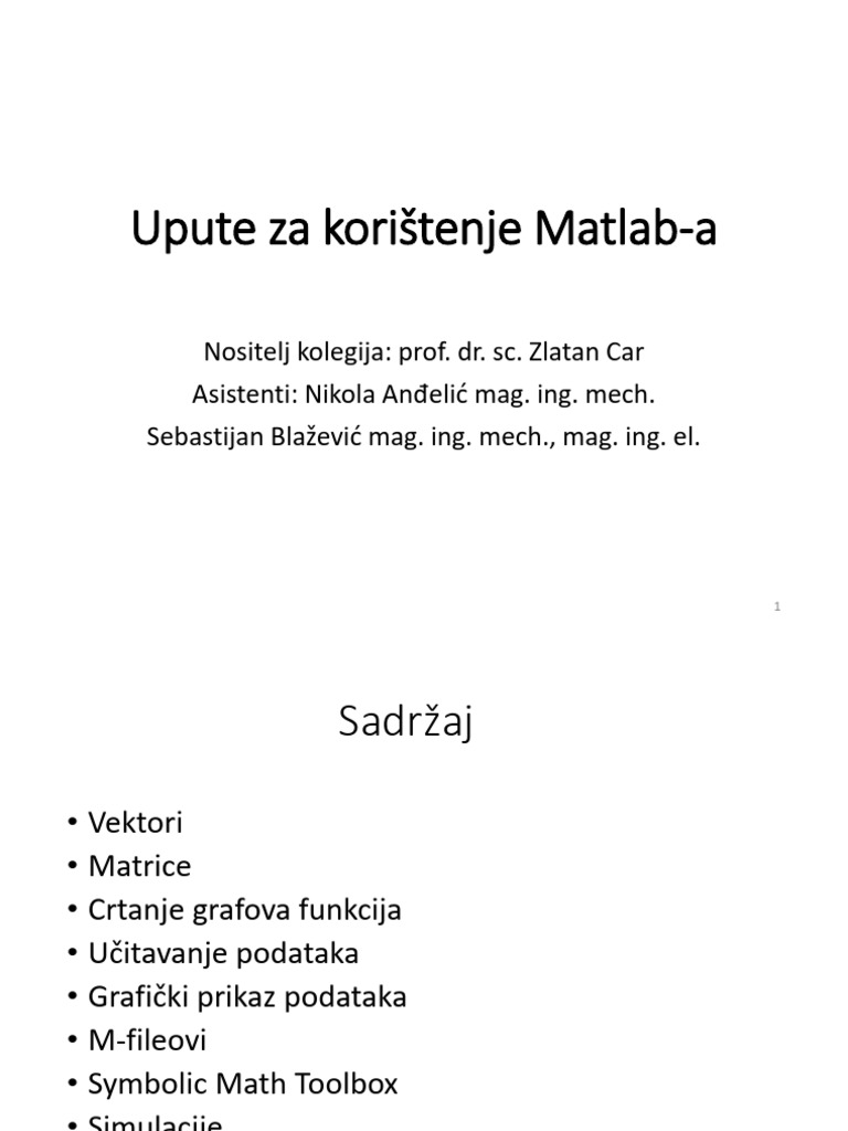 Upute Za Korištenje Matlaba | PDF