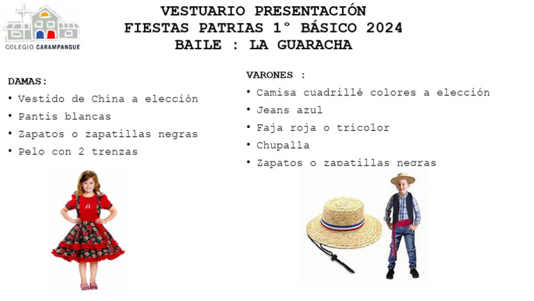 Vestuario Guaracha 1° Básico Carampangue | PDF