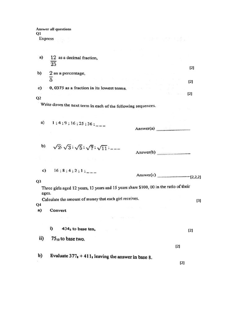 Maths f3 Mid Year CP | PDF