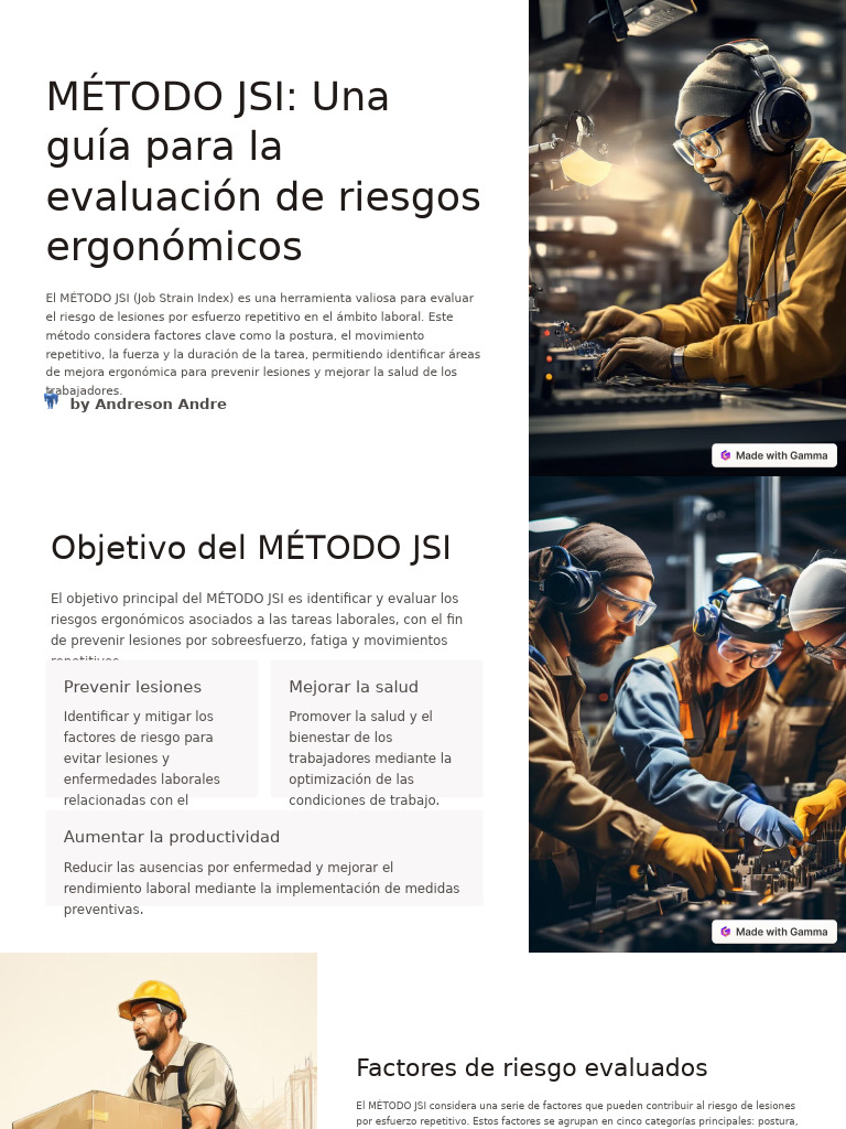 Metodo Jsi Una Guia Para La Evaluacion De Riesgos Ergonomicos Pdf