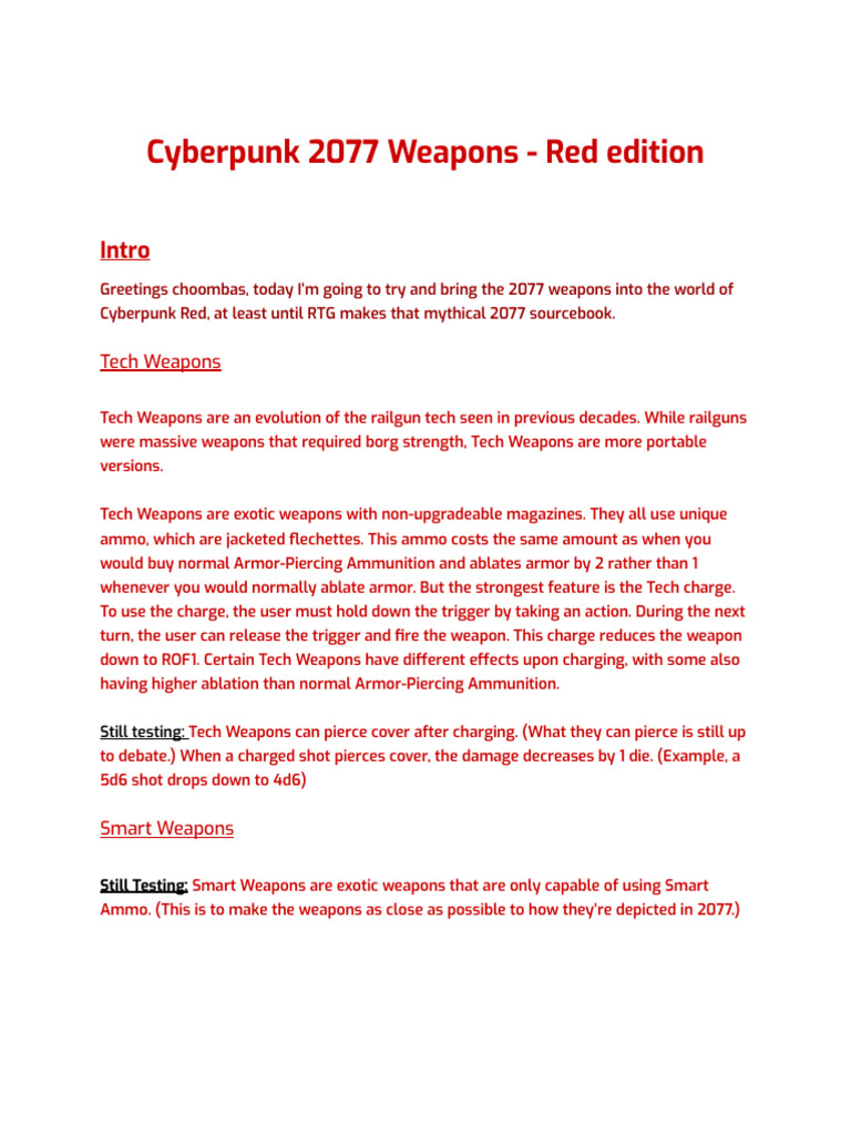 Cyberpunk 2077 Weapons - Red Edition | PDF