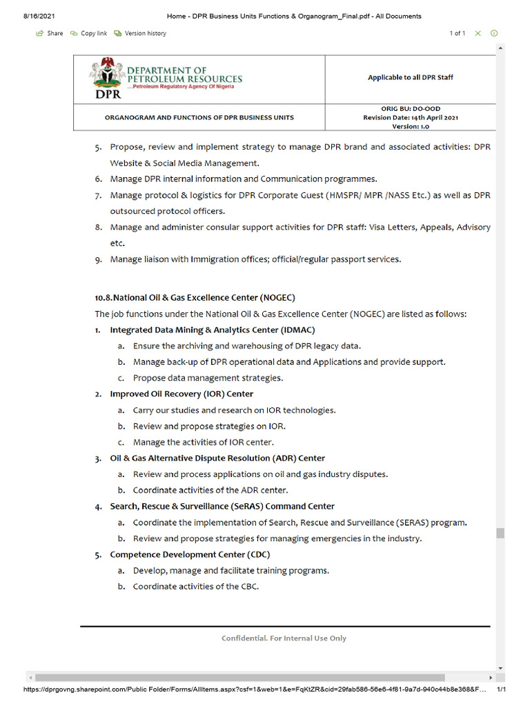DPR Business Units Functions & Organogram_Final Pg46 | PDF