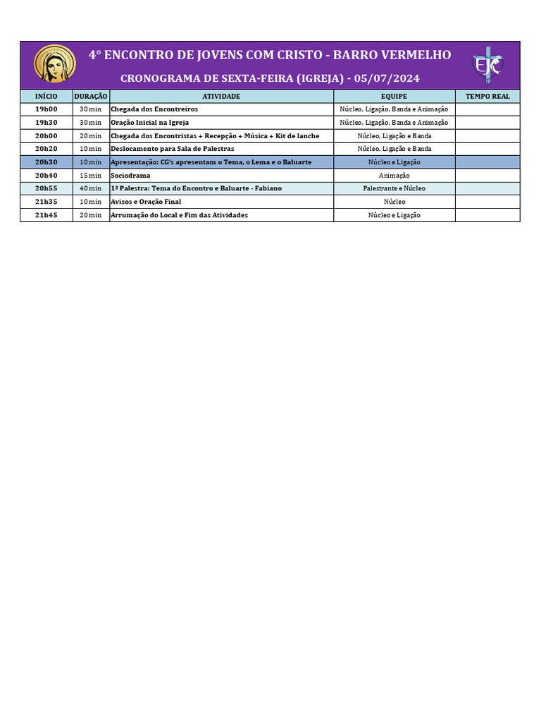 Cronograma 2024 Ejc | PDF