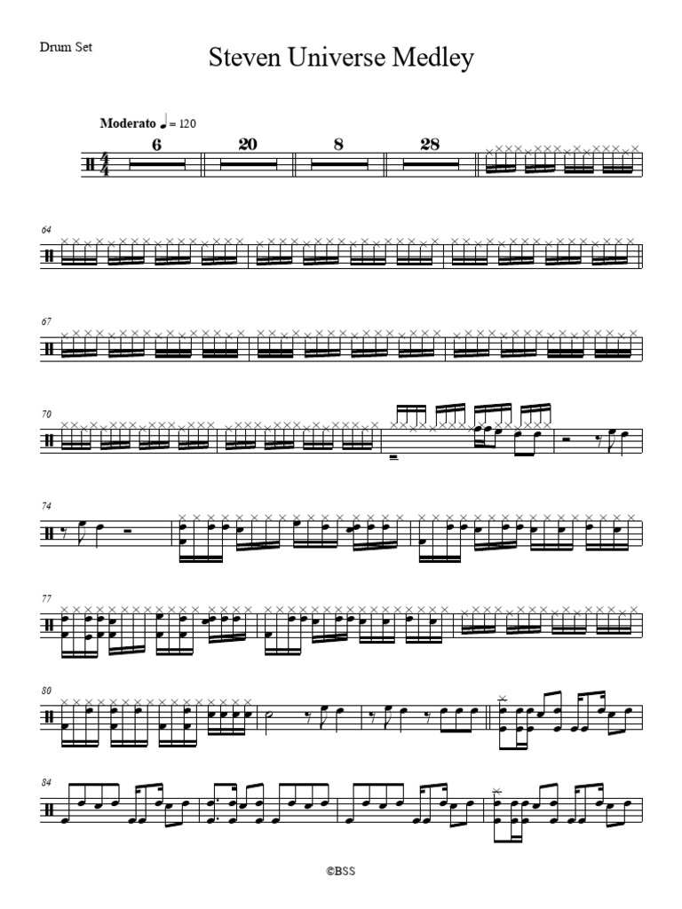 Steven Universe Medley 2.0 - Drum Set | PDF