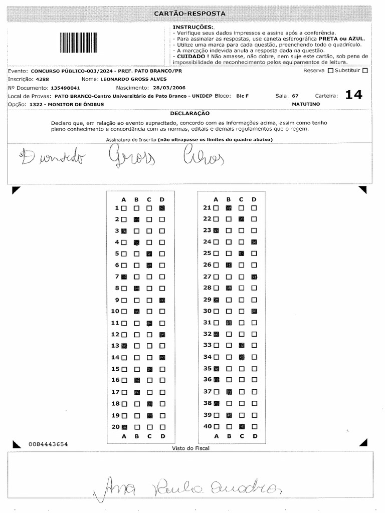 Cartão Resposta | PDF