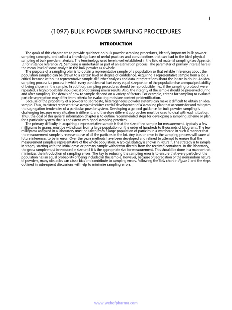 〈1097〉 Bulk Powder Sampling Procedures | PDF