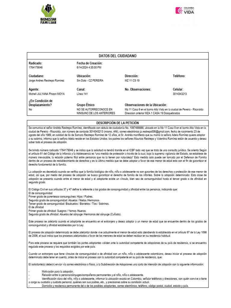 ICBF | PDF | Adopción | Instituciones sociales