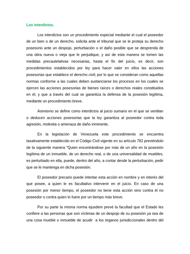 Los Interdictos y Origen | PDF