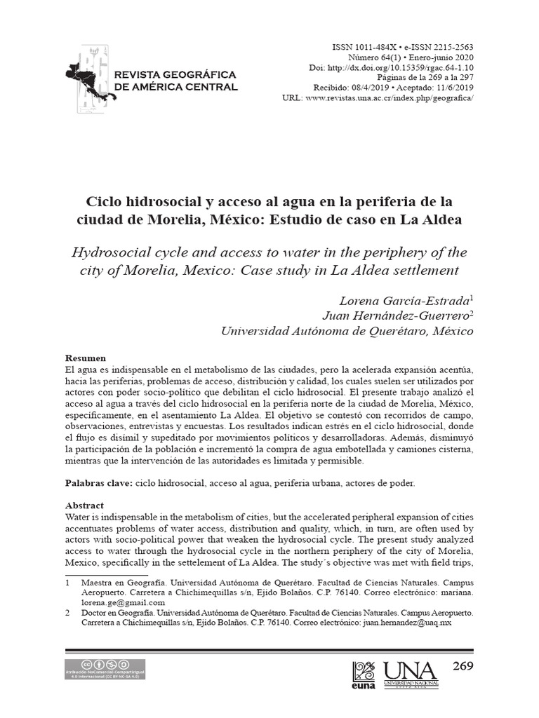 Ciclo Hidrosocial y Acceso Al Agua en La Periferia 2020 | PDF