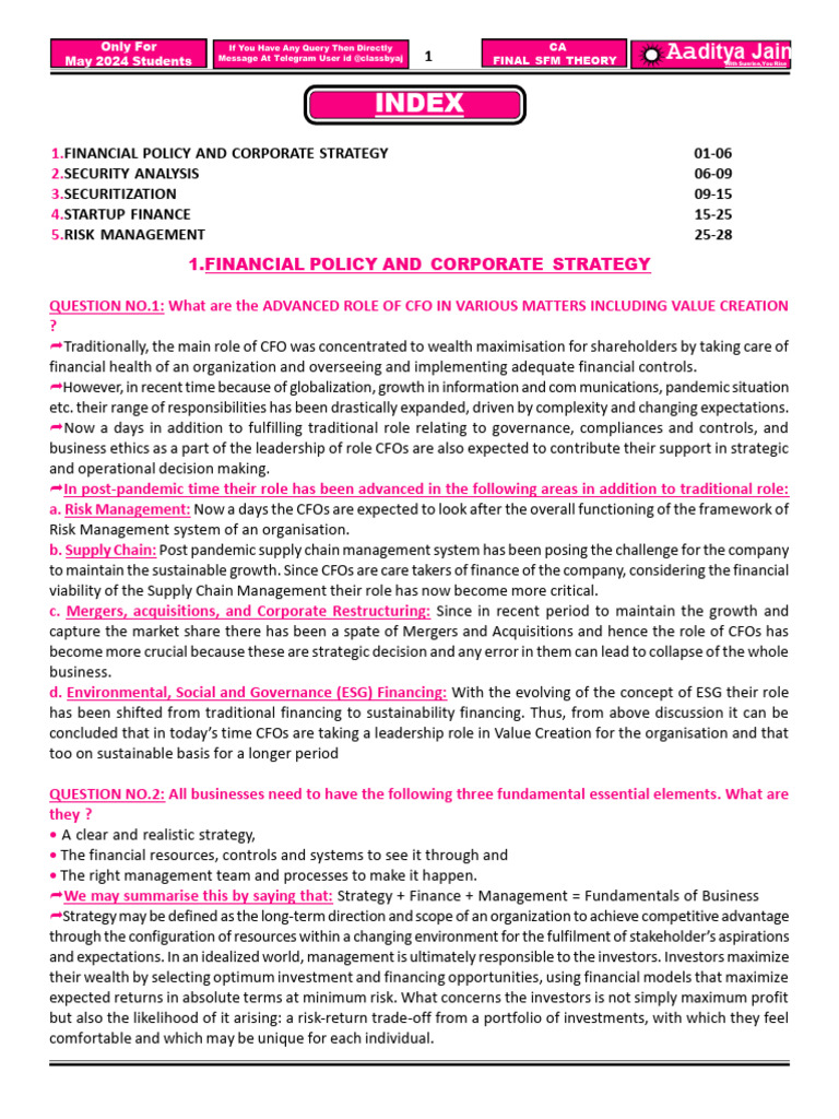 Ca Final Afm Theory For May 24 Exam | PDF