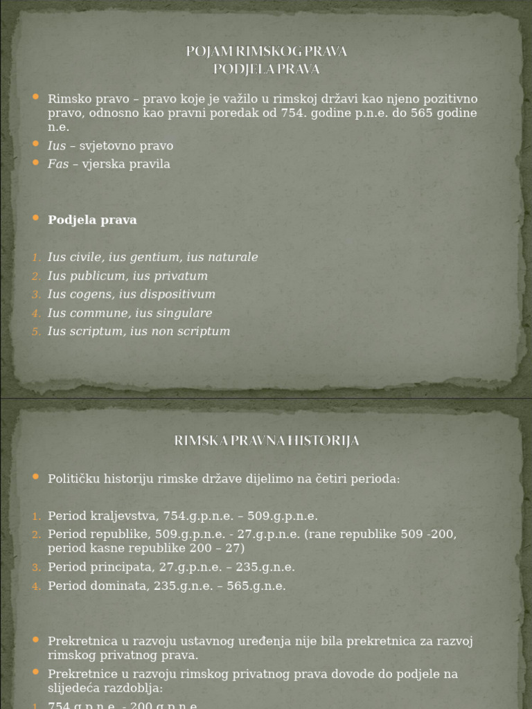 Pojam, Podjela Prava I Periodizacija RPP | PDF