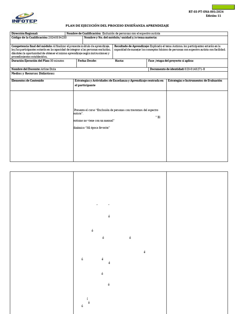 plan de ejecucion | PDF