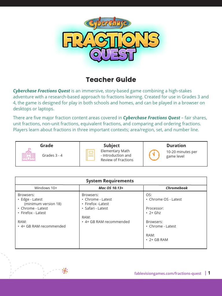 Fractions Quest Teacher Guide | PDF