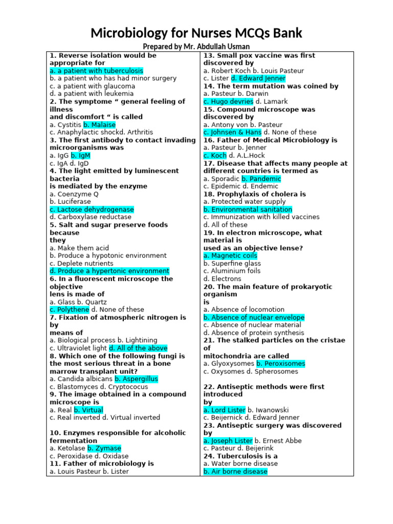 Microbiology MCQ, S Bank-1 | PDF | Antibody | Social Science