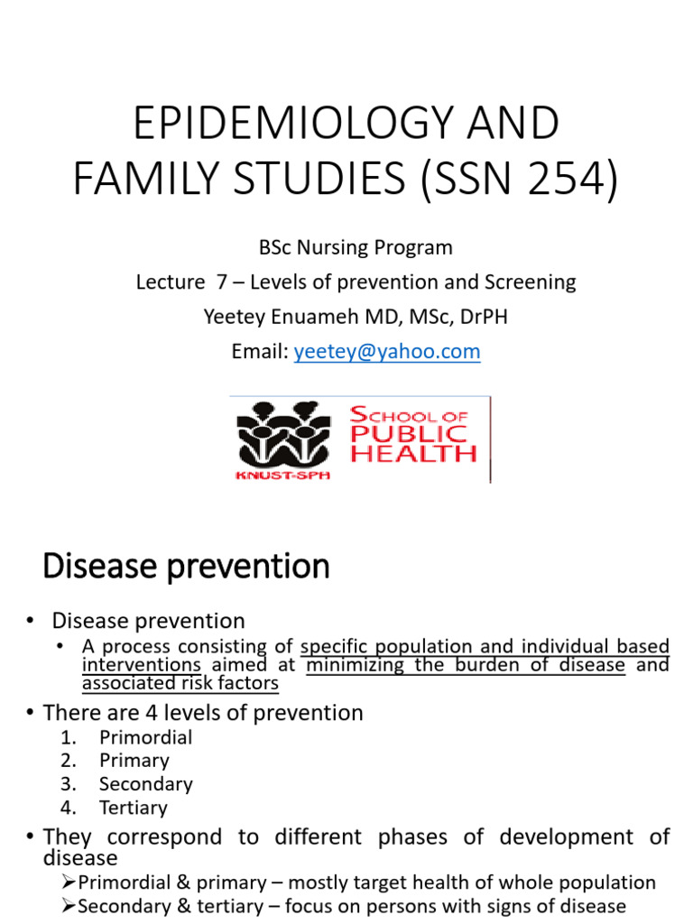 Presentation 07_SSN 254_Levels of prevention & Screening_25072022 | PDF