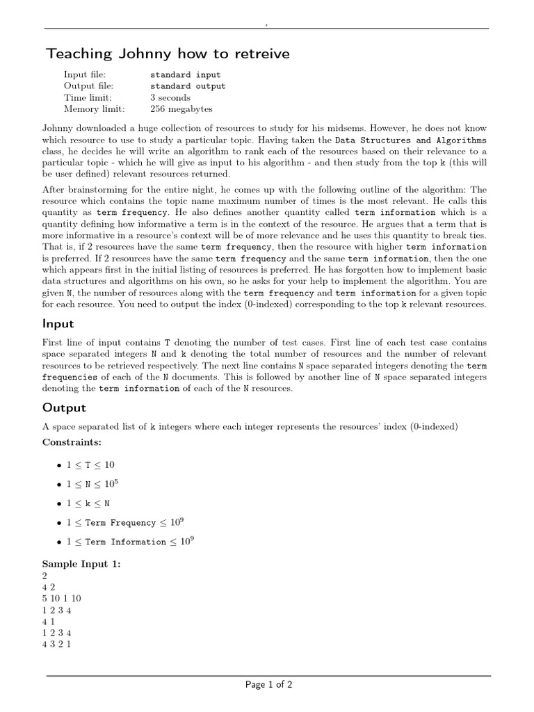Set C - 1 Data Structures and Algorithms Mid-Sem Lab | PDF
