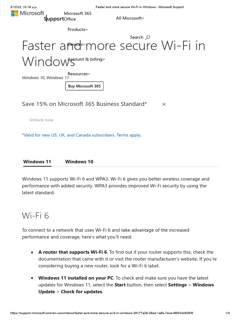 Faster and More Secure Wi-Fi in Windows - Microsoft Support | PDF | Wi ...