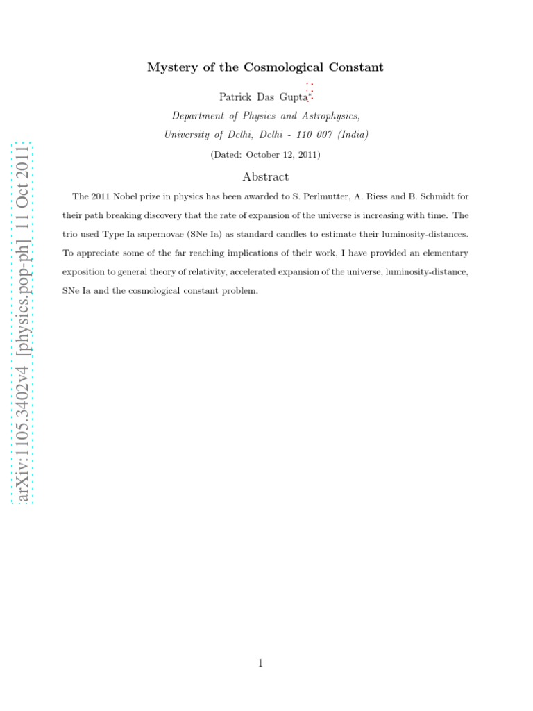 Mystery of The Cosmological Constant | PDF