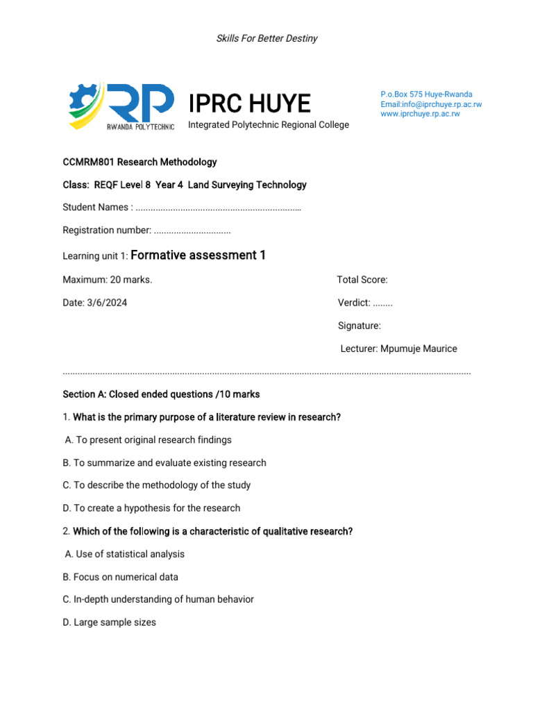 BTech Research Methodology FA 1 | PDF