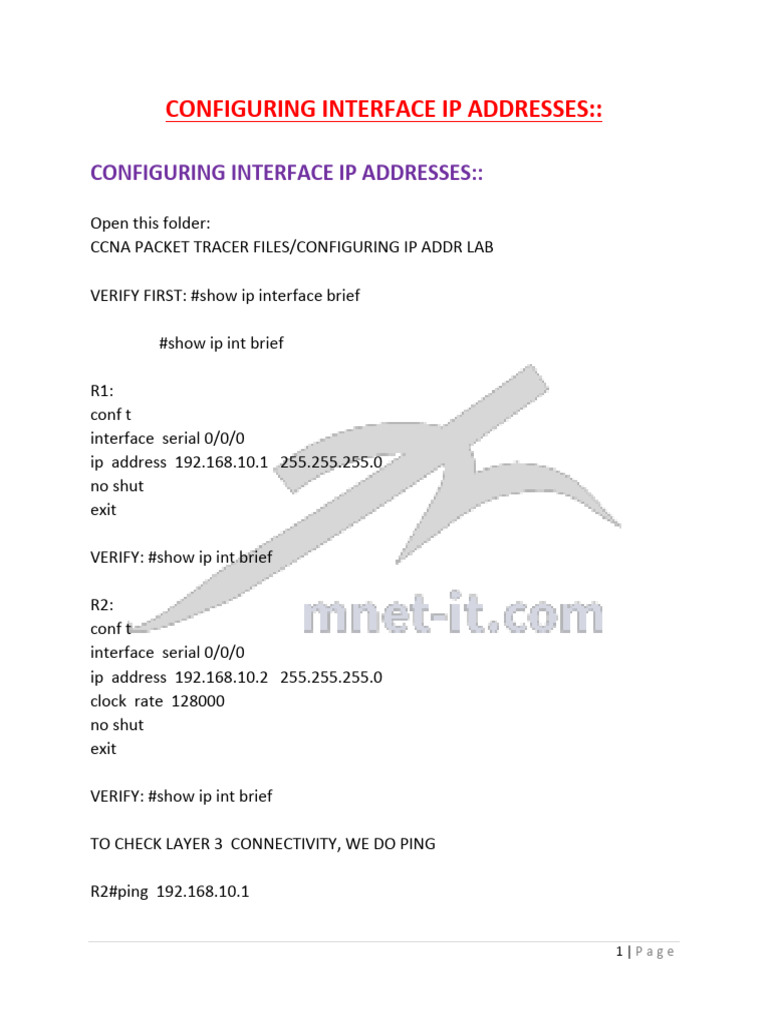 Configuring Interface IP Addresses (1) | PDF