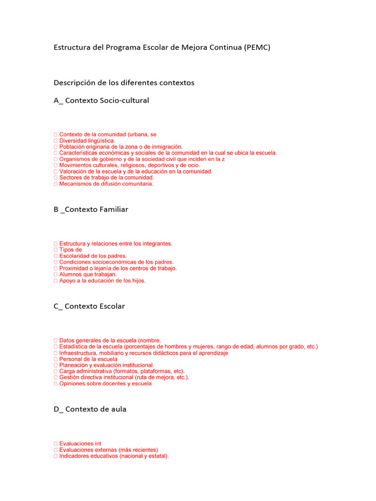 Estructura Del Programa Escolar de Mejora Continua-1-1 | PDF