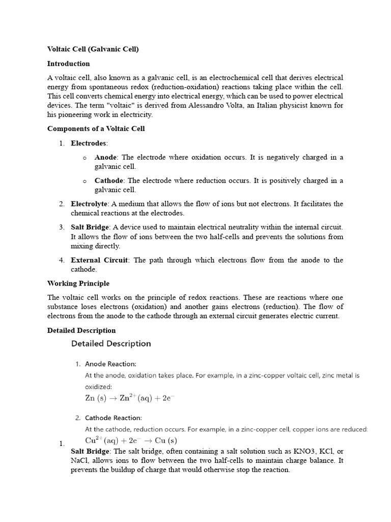 Voltaic Cell-1 | PDF