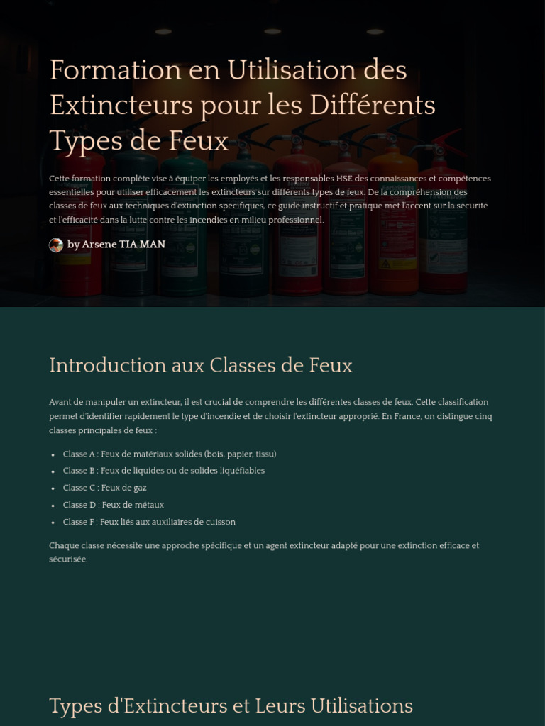 Formation en Utilisation Des Extincteurs Pour Les Differents Types de Feux SAPRESSI | PDF