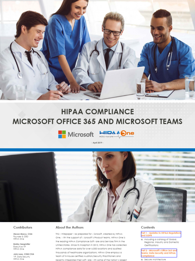 HIPAA Compliance Microsoft Office 365 and Microsoft Teams | PDF