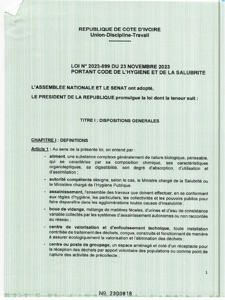 Code de L'hygiene Et de La Salubrite | PDF