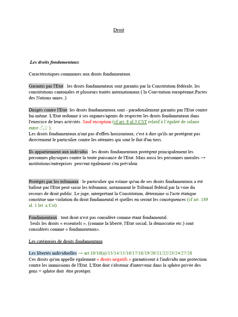 Comprendre les droits fondamentaux en droit | PDF | Droits fondamentaux ...