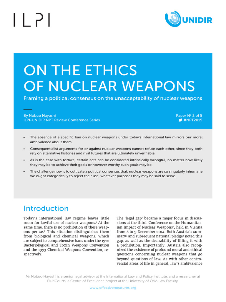 Ethics of Nuclear Weapons Use | PDF | Utilitarianism | Just War Theory